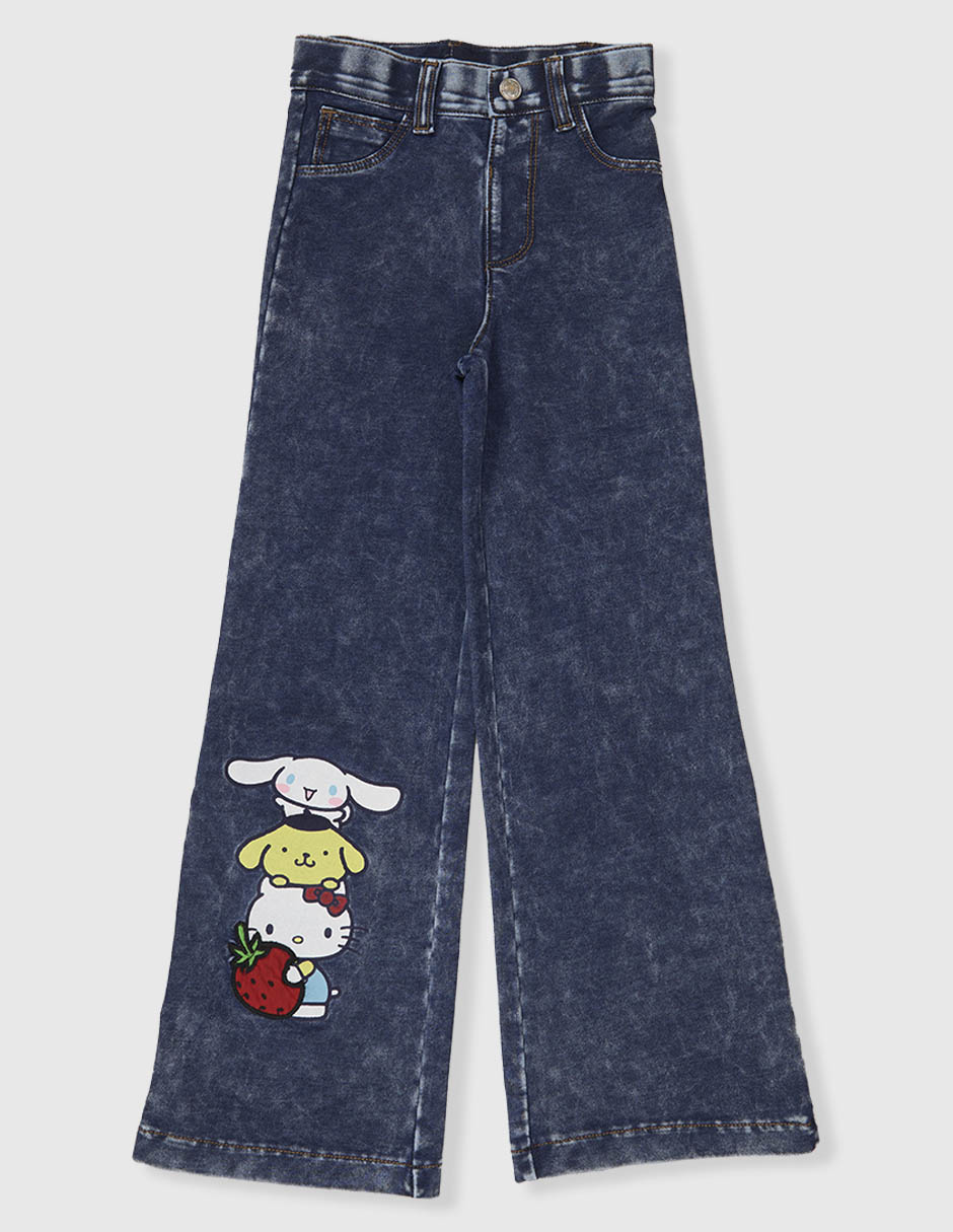 Jeans regular amplio hello kitty hello kitty deslavado infantil niña ...